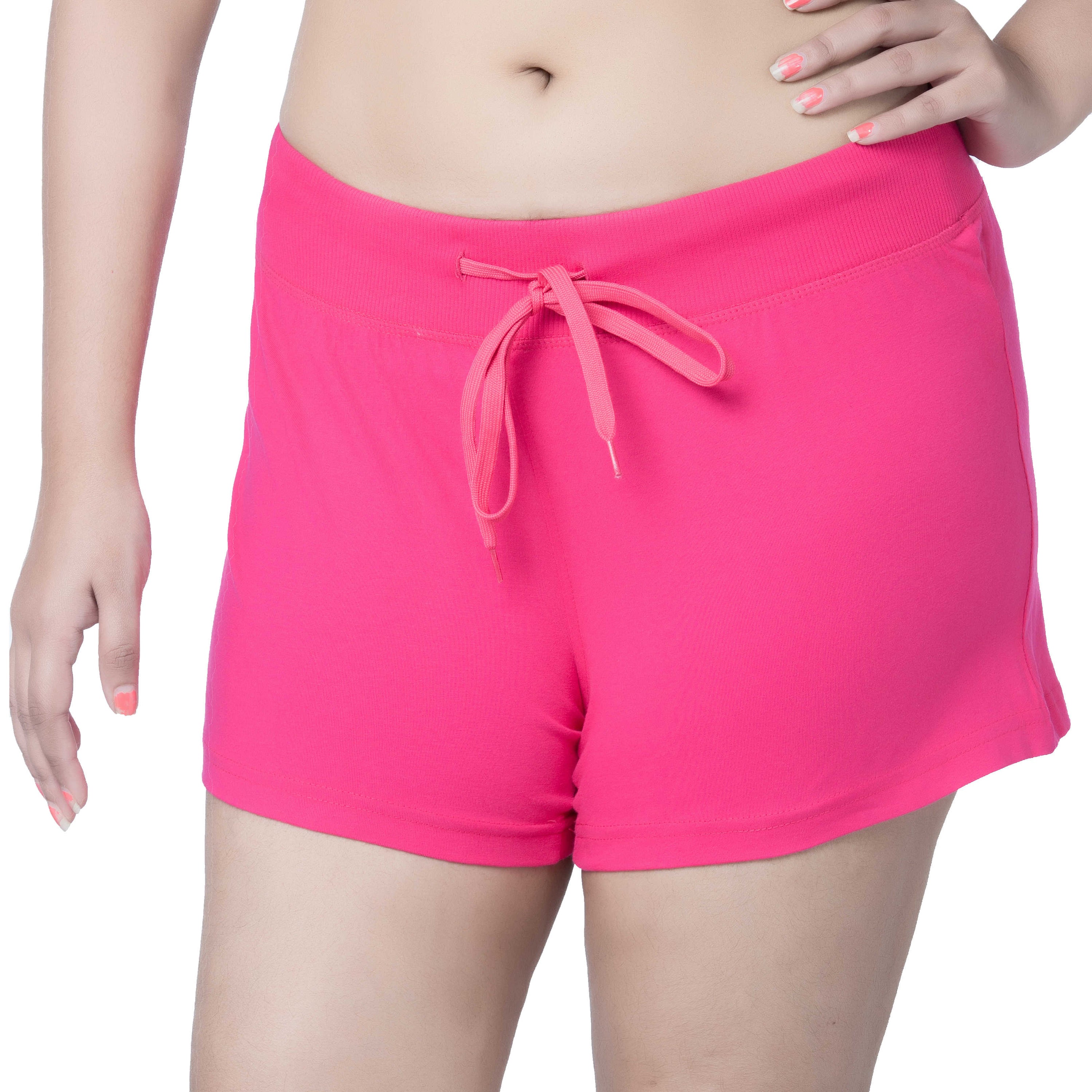 Womens Drawstring Ribbed Waistband Cotton Shorts – MaksActivewear